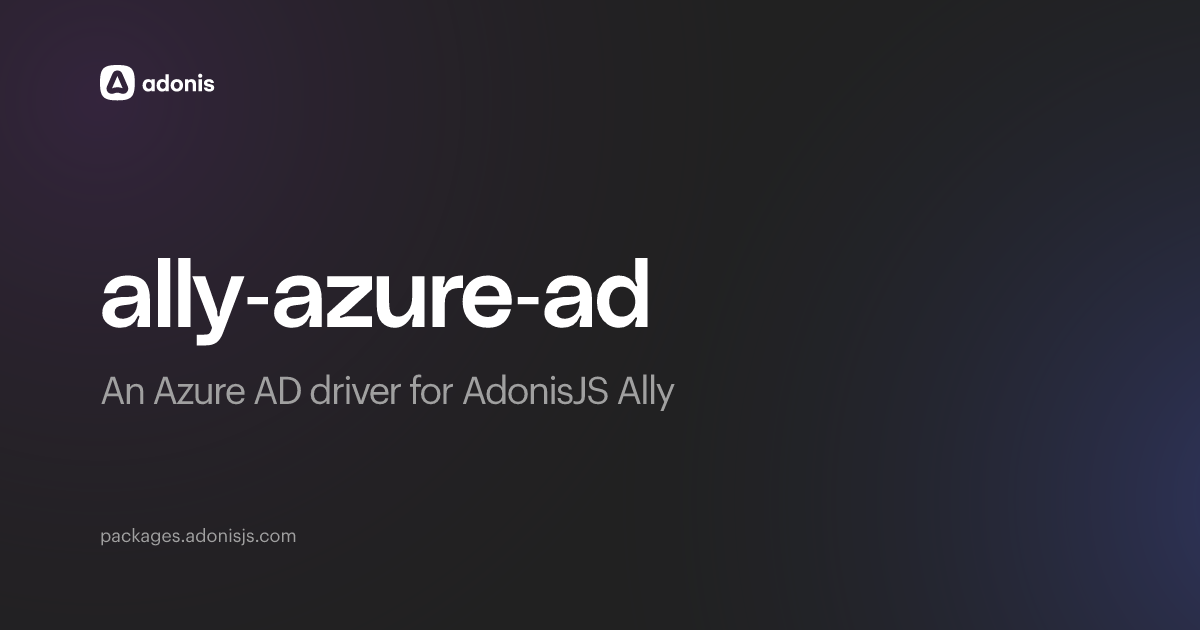 ally-azure-ad - AdonisJS Packages